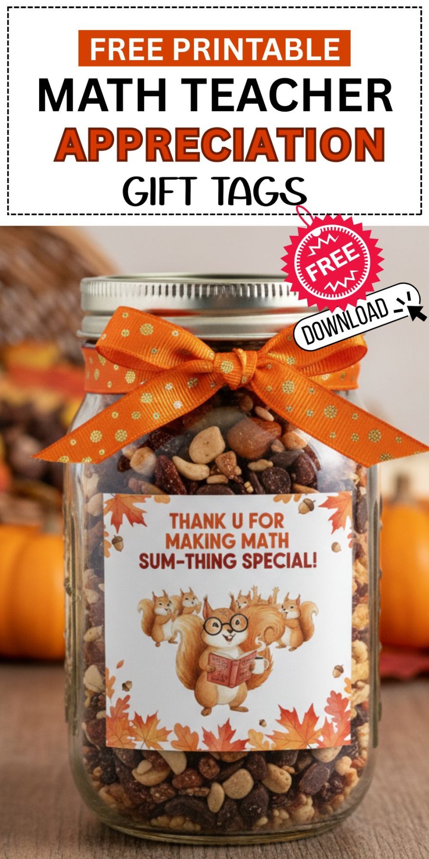 Free Printable Appreciation Gift Tags for Maths Teacher