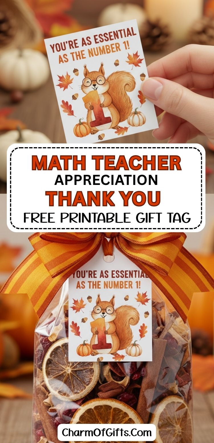 Free Printable Appreciation Gift Tags for Maths Teacher